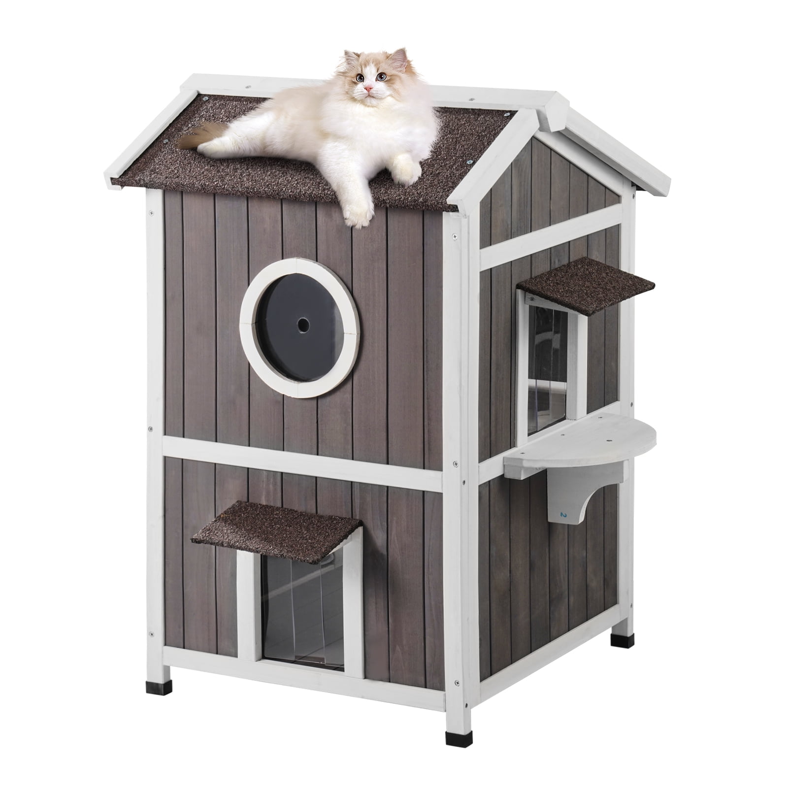 Click here for Vevor Outdoor Cat House 2-Story Wooden Feral Cat S... prices