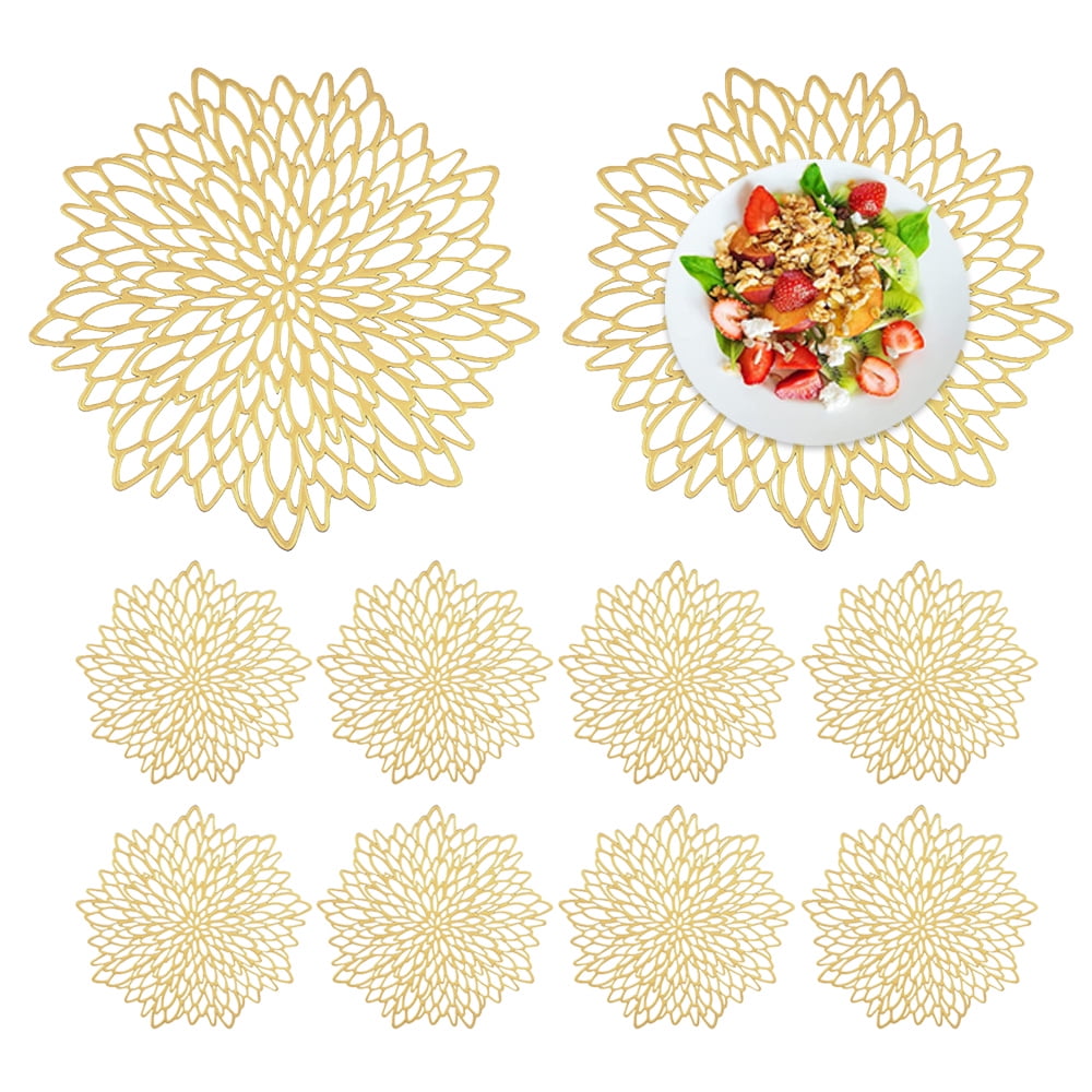 A set of 10 hollowed-out flower mats for the decoration of the table at ...