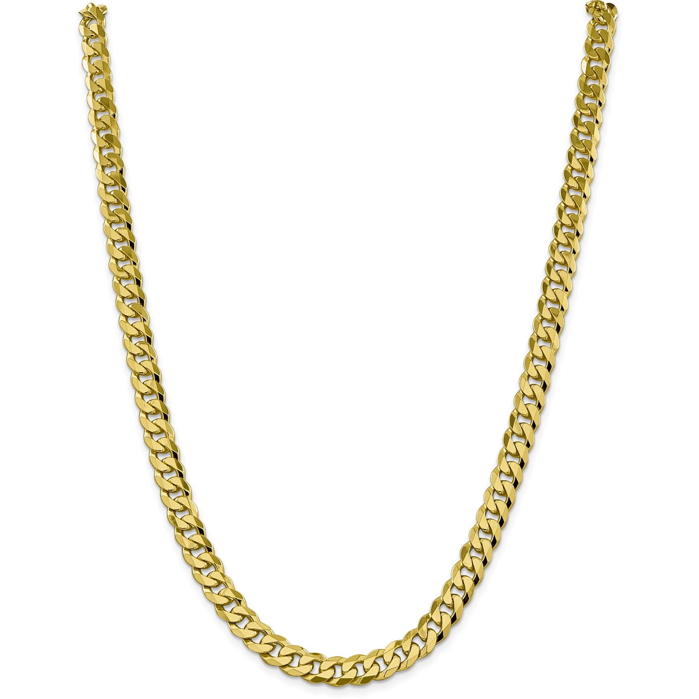 Primal Gold - Primal Gold 10 Karat Yellow Gold 8.25mm Flat Beveled Curb ...