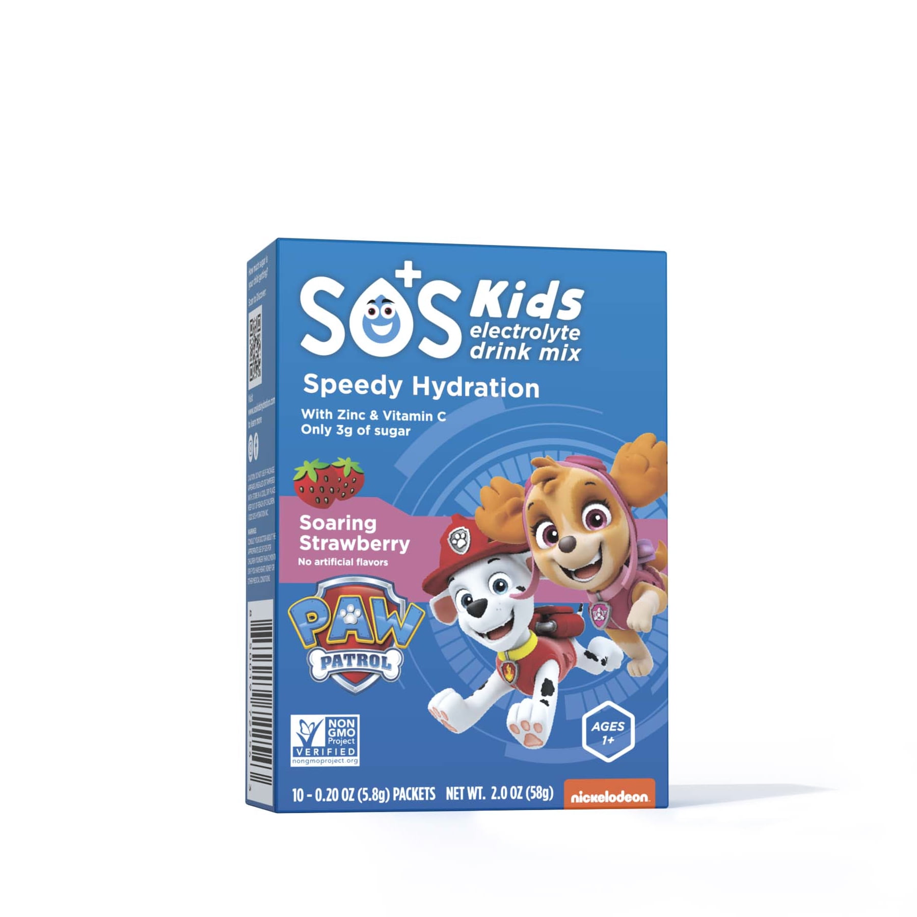 SOS Kids X Paw Patrol Electrolyte Drink Mix, Strawberry, 10 Ct ...
