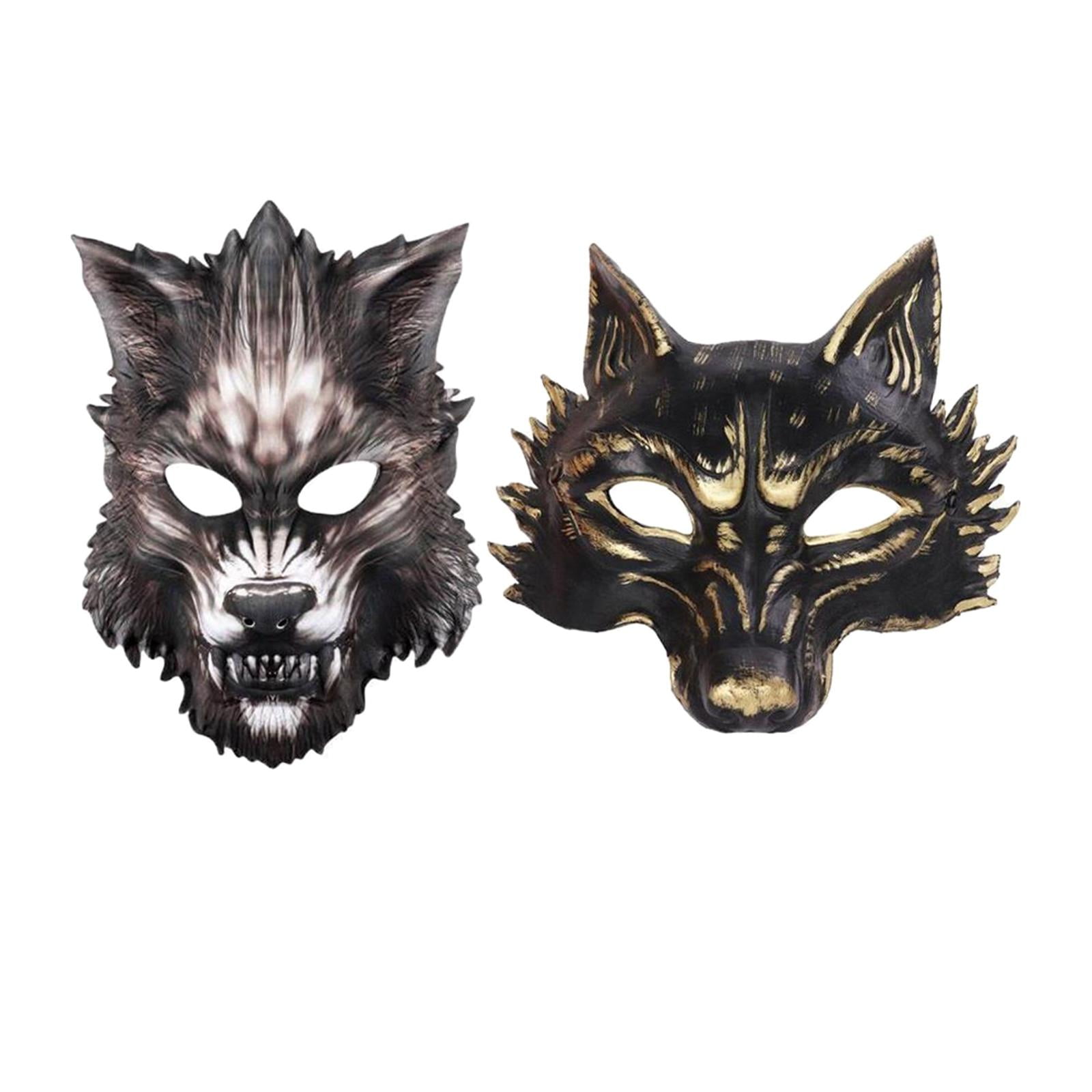 2x Halloween Wolf Full Face Masquerade Ball Facemasks Scary Werewolf ...