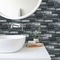 Gray Brick Mosaic Wall Stickers 11.8x5.9" Self Adhesive Vinyl Wallpaper ...