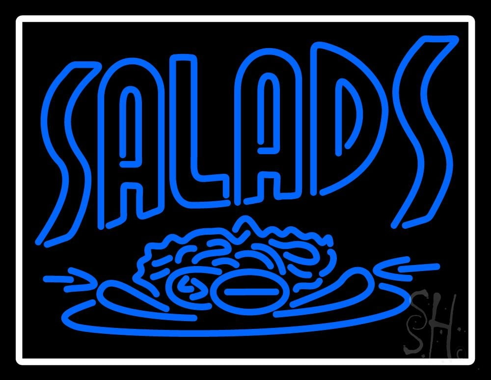 Blue Salads LED Neon Sign 24 x 31 - inches, Black Square Cut Acrylic ...