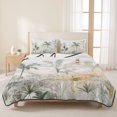 96x106in Quilt Bedding Set, Green Palm Tree Turtle Leaf Tropical Plant ...