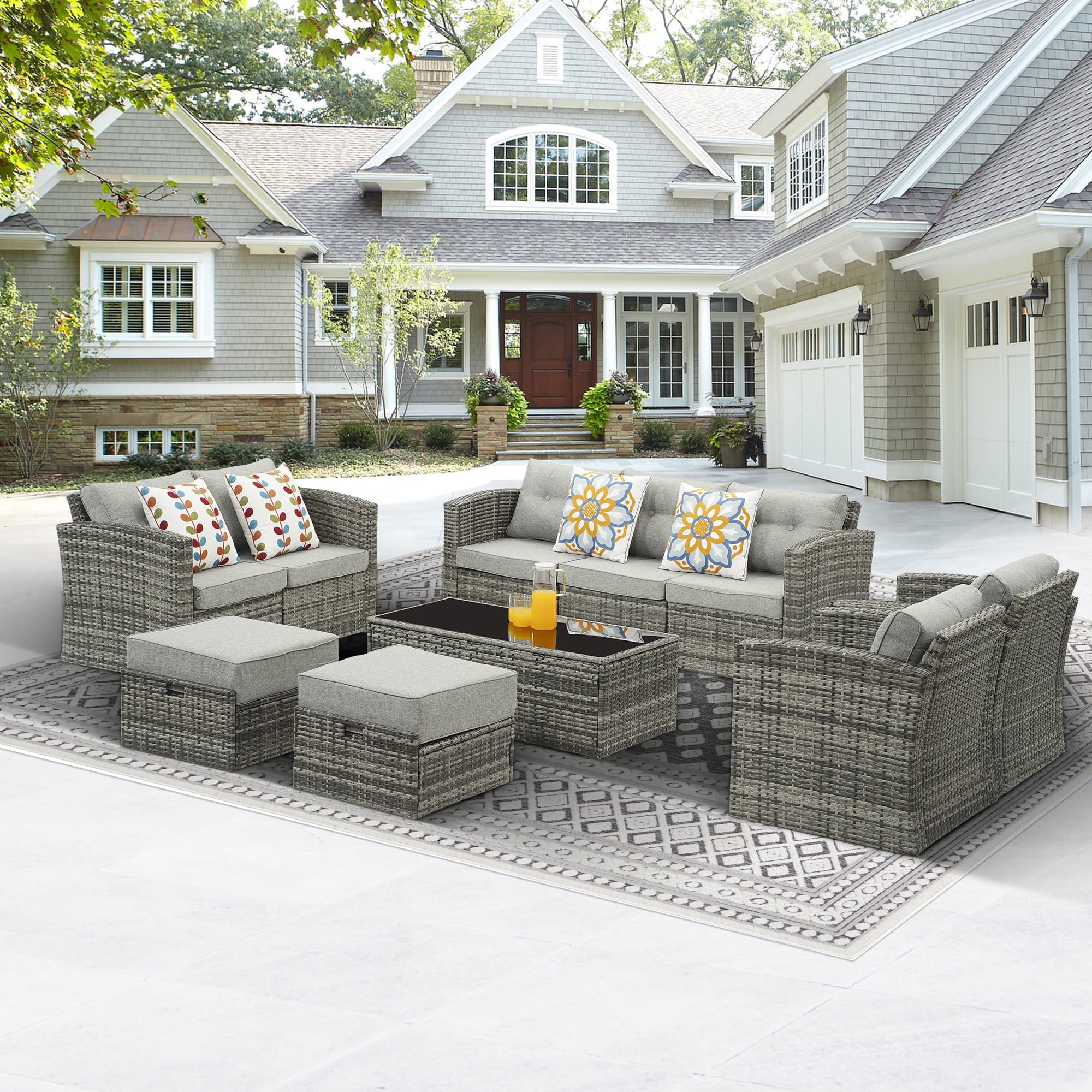 Royalcraft 10 Pieces Outdoor Patio Furniture All-Weather Patio ...