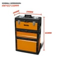 DNA Motoring Odaof TOOLS-00004 Orange/Black 3-Tier Stackable Storage Tool Box Rolling Extendable ...
