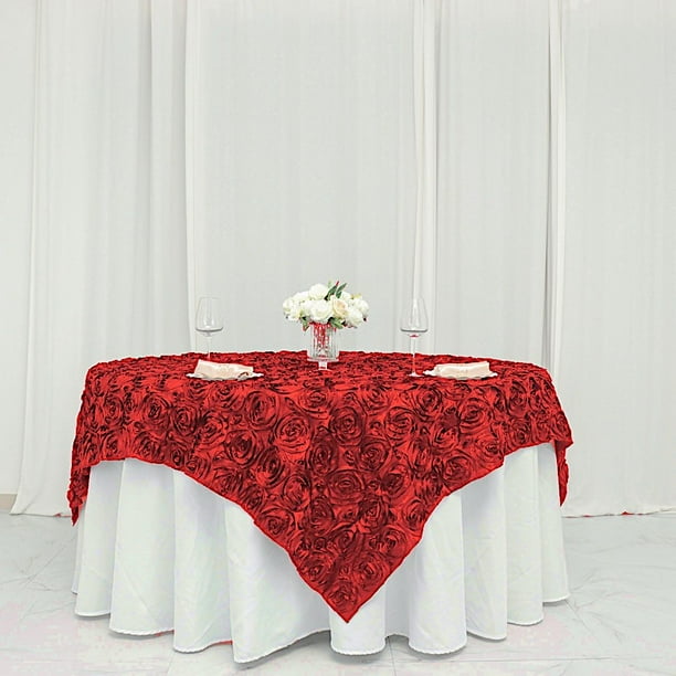 BalsaCircle 72" x 72" Red Raised Rosette Table Cover Overlays Table ...