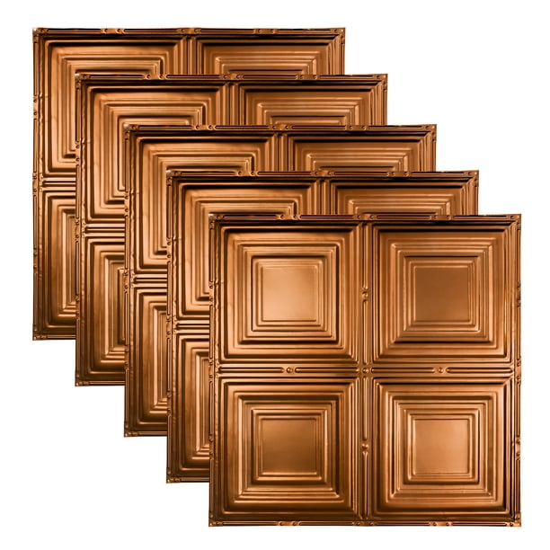Great Lakes Tin Syracuse Copper 2ft x 2ft Nail Up Ceiling Tiles (5 Pack ...