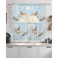 Blue Cartoon Kitchen Curtains Sets 36 Inch Length with Valance, Star ...