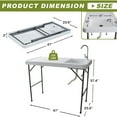 LUVCMFT Portable Folding Fish Table with Single Sink, Outdoor Fishing ...