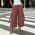 DeHolifer Wide Leg Pants for Women High Waisted Elastic Waist Casual ...