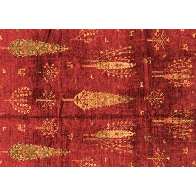 Ahgly Company Indoor Rectangle Abstract Orange Modern Area Rugs, 8' x ...