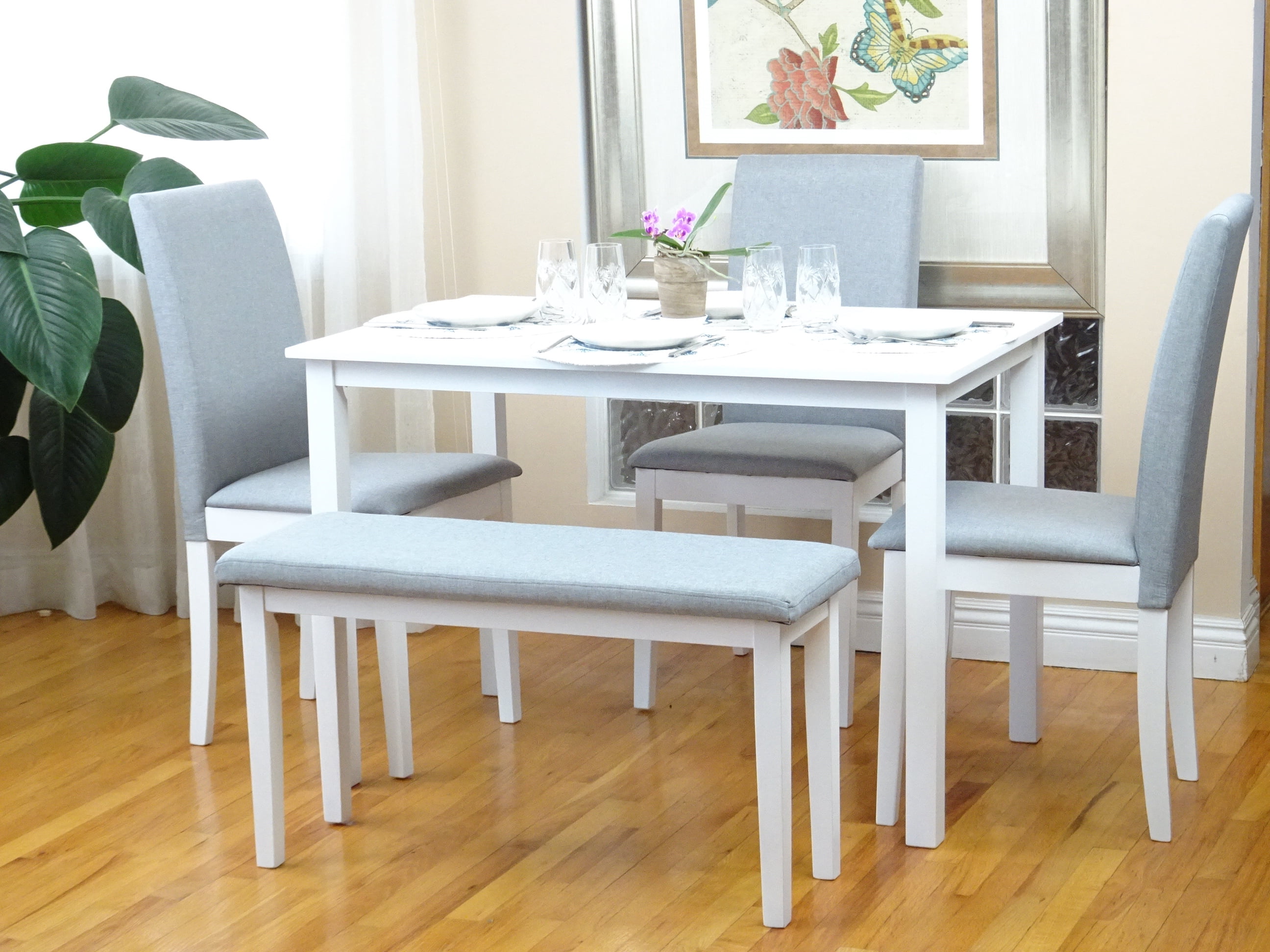 5 Pc Dining Kitchen Set Of Rectangular Table And 3 Wooden Fallabella