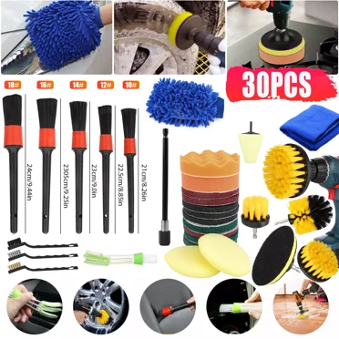 18Pcs Car Cleaning Detailing Brush Tools High Washing Drill Brush ...