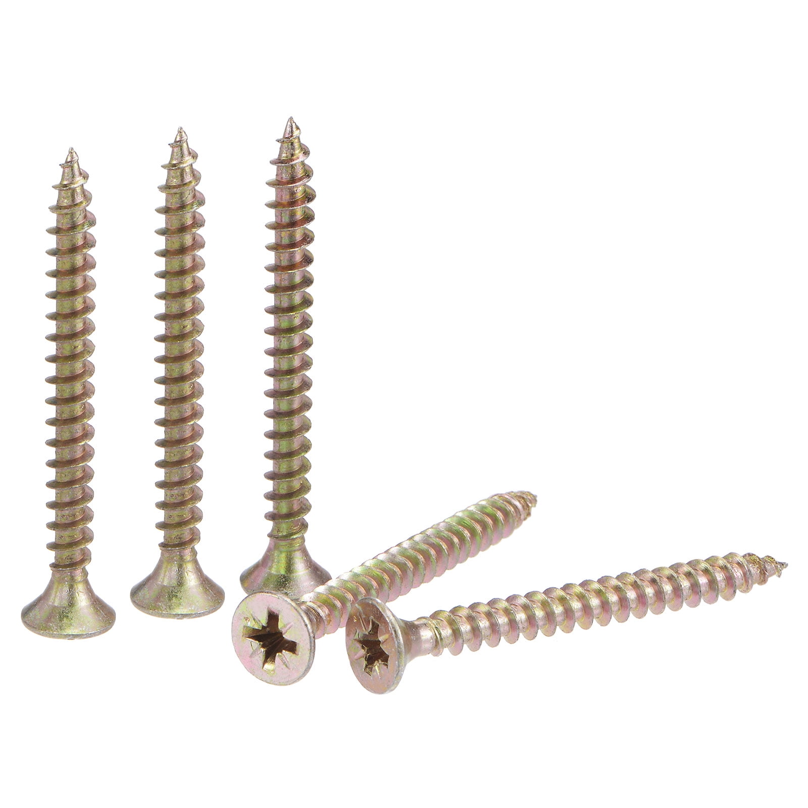 Uxcell M5 x 50mm Phillips Flat Head Carbon Steel Color Zinc Plated Wood ...