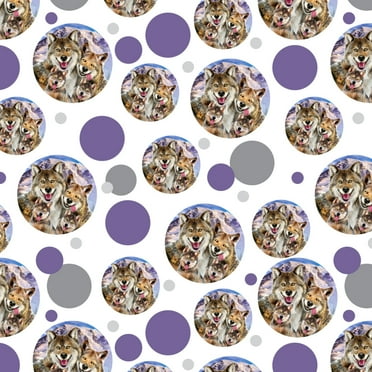 Wolf Pack Baby Wolves Snow Mountains Pattern Premium Roll Gift Wrap ...
