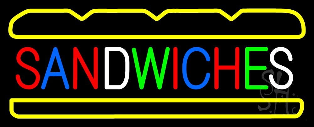 Multi Colored Sandwiches LED Neon Sign 13 x 32 - inches, Black Square ...
