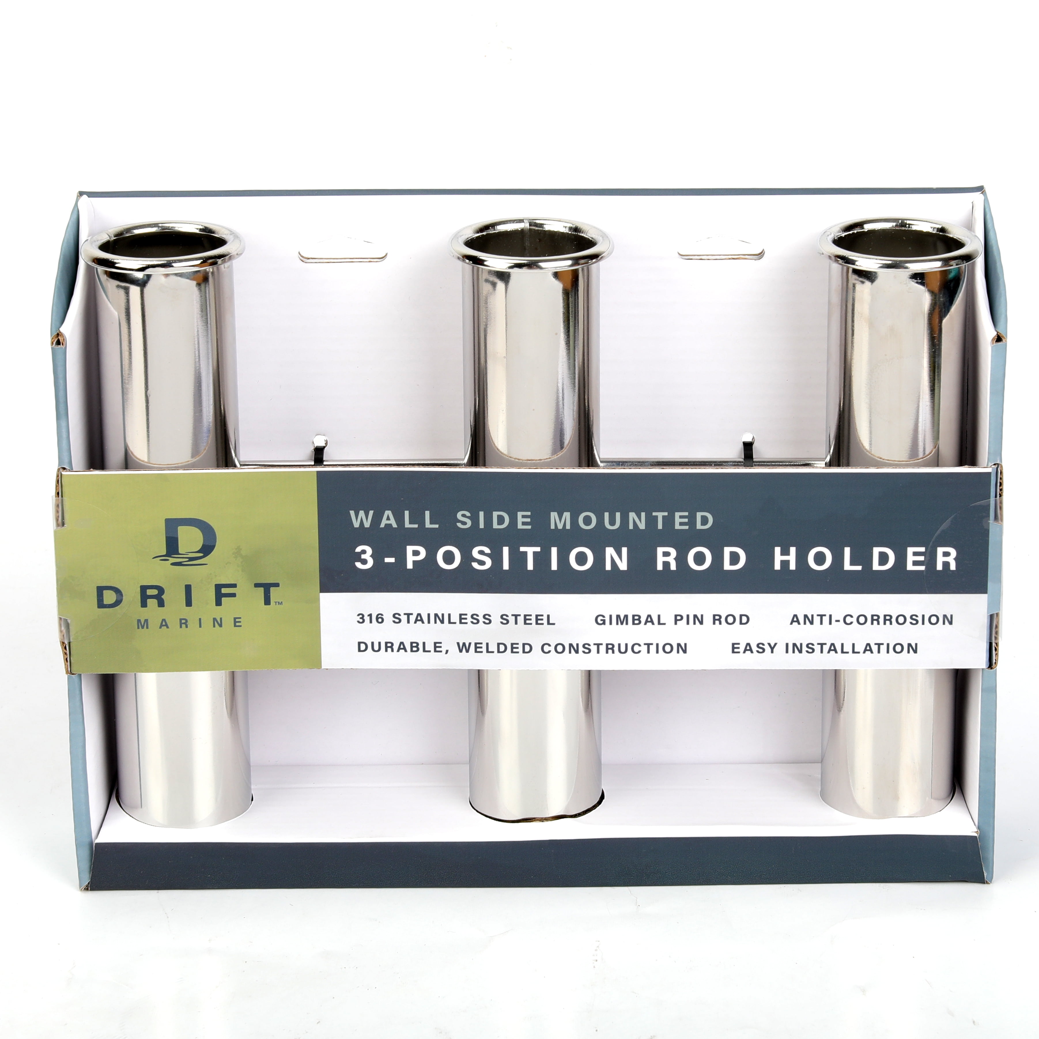 DRIFT Stainless Steel Marine Triple Rod Holder Rack, 3 Fishing Pole ...