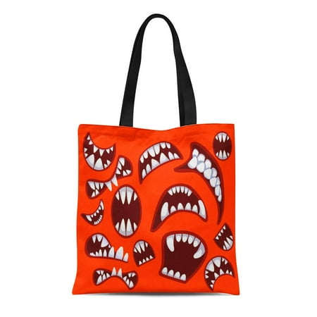 POGLIP Canvas Tote Bag Crazy Different Monster and Devil Mouth Red ...