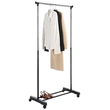 Ktaxon Rolling Clothes Rack Double Bar Hanging Adjustable Garment Heavy ...