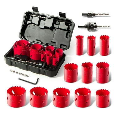 VEVOR Bi-Metal Hole Saw Kit, 11 PCS Saw Blades, 2 Drill Bits, 1 Hex Wrench, Bi Metal M42 Hole ...