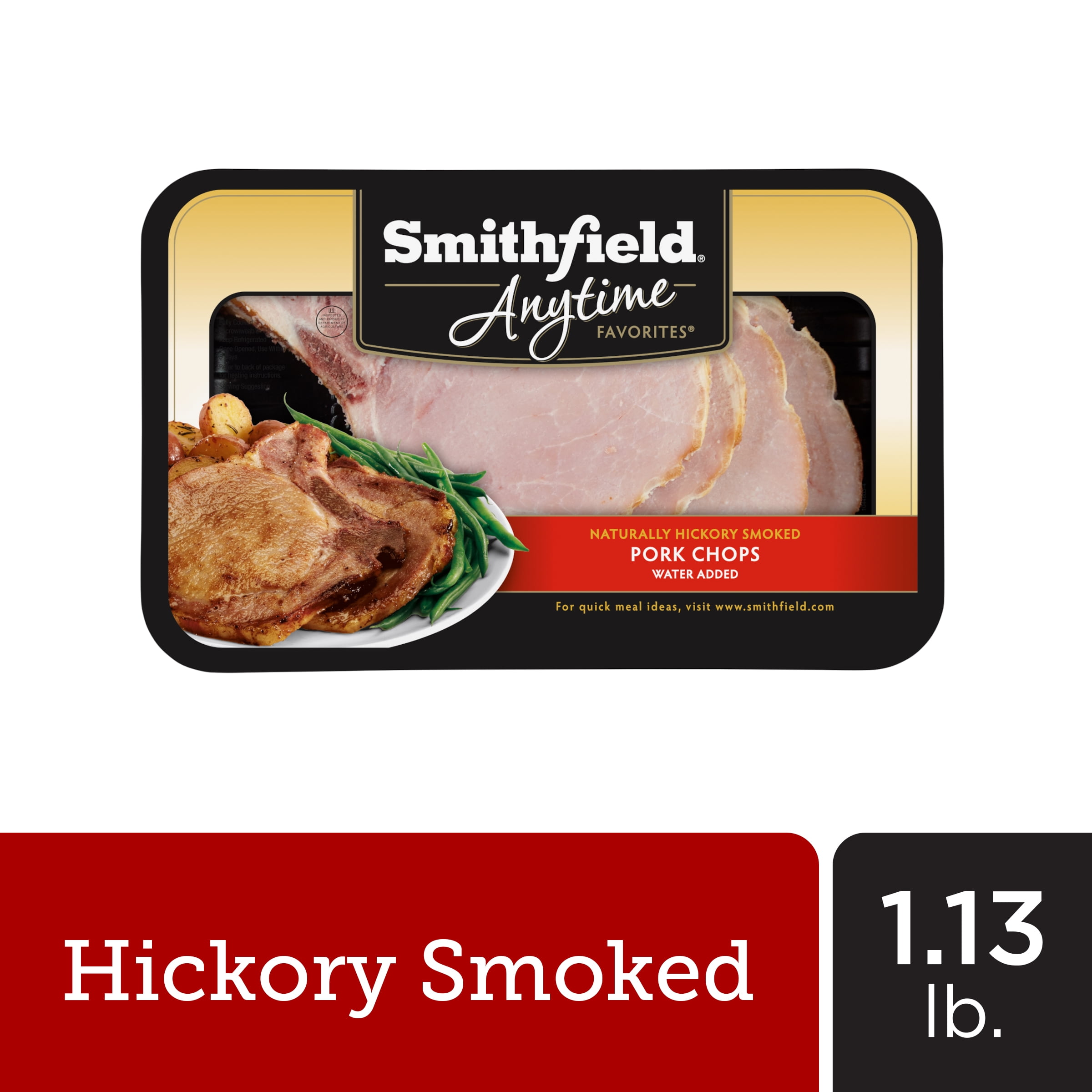 Smithfield, Cooked Bone in Hickory Smoked Pork Chops, 0.9-1.64 lb ...
