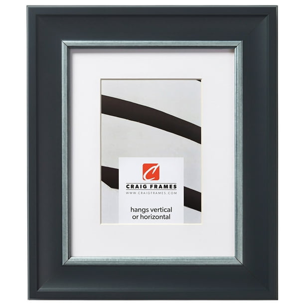 Craig Frames Martin, 12x36 inch Black and Silver Picture Frame Matted ...