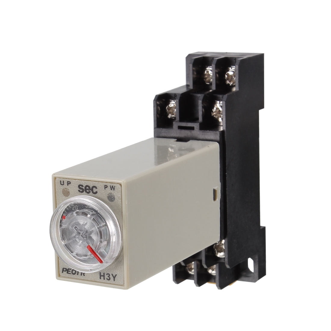 DC 24V 8 Pins DPDT 0 60S Timer Delay DIN Rail Time Relay H3Y 2 W Socket