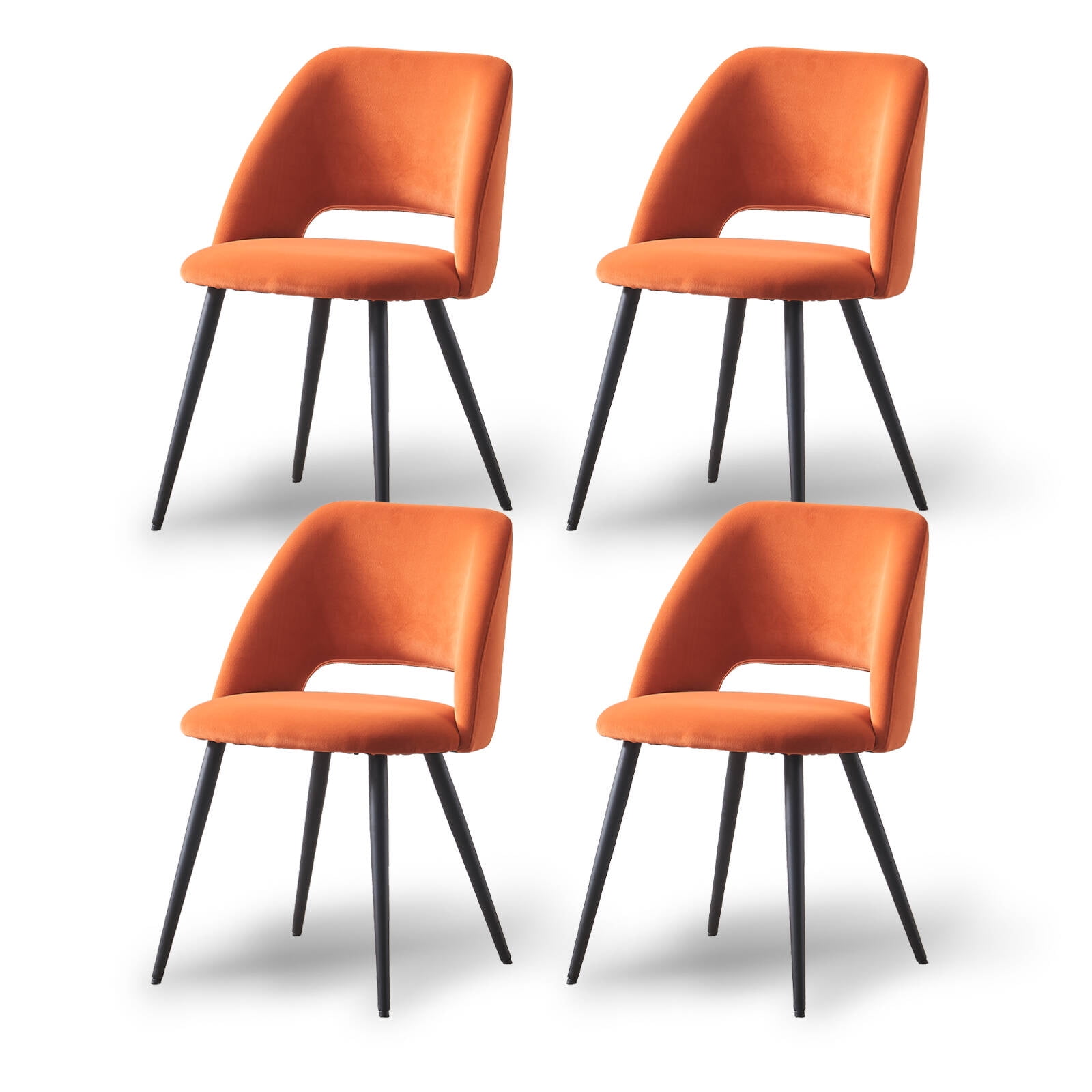KEIVVAKN Kitchen Dining Chairs Set of 4 Orange Upholstered Modern ...