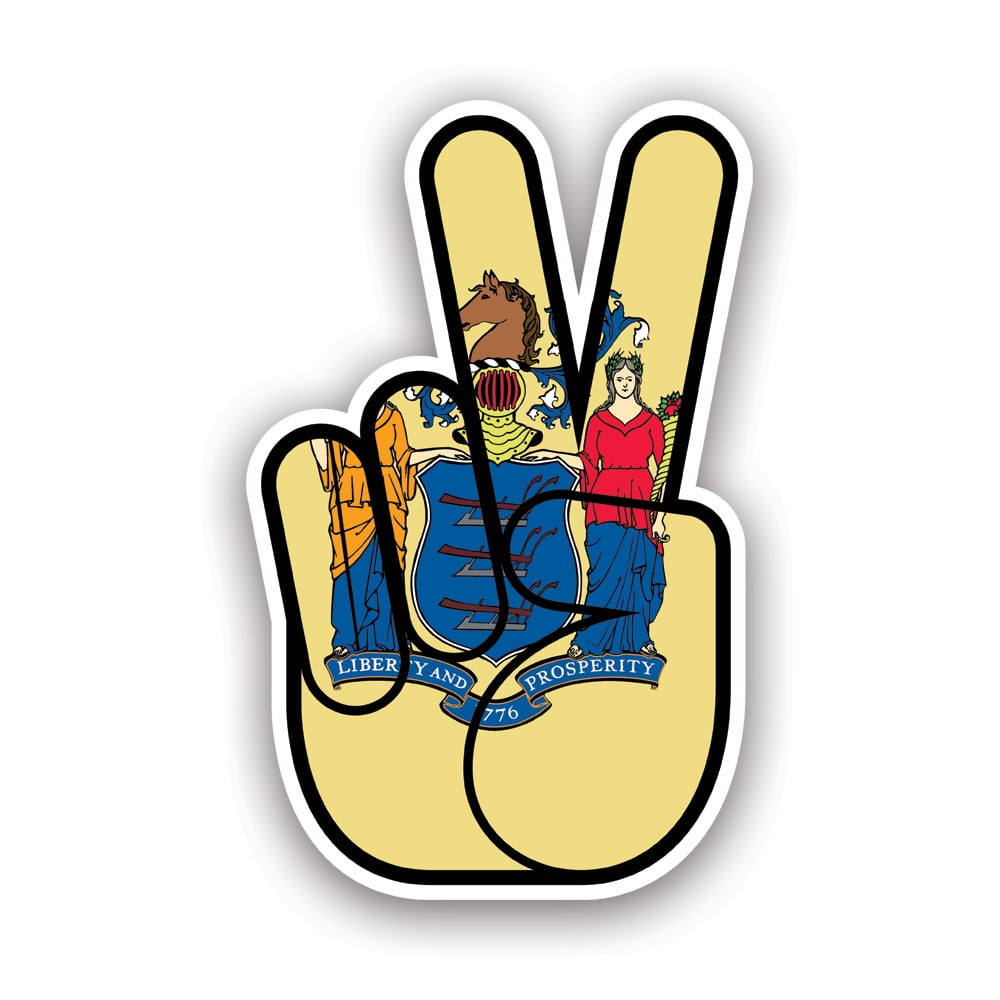 New Jersey State Shaped Peace Sign Sticker Decal - Self Adhesive Vinyl ...