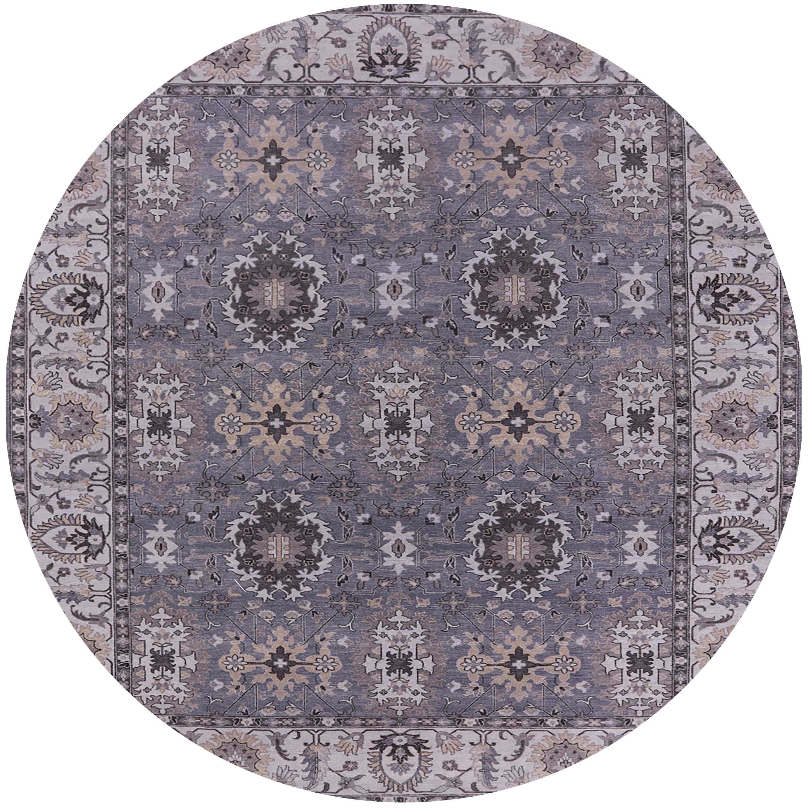 Ahgly Company Indoor Round Mid-Century Modern Carbon Gray Oriental Area ...