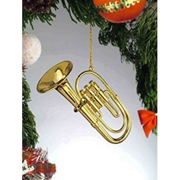 gold brass tuba miniature music musical instrument christmas tree ...