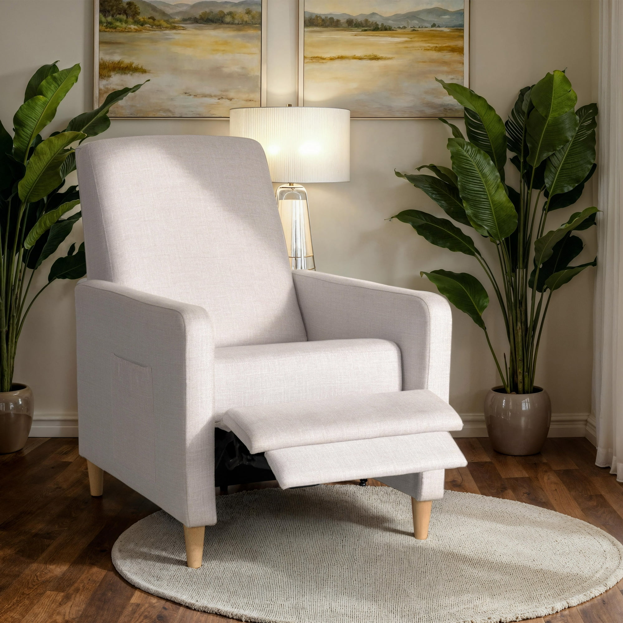 Click here for Corliving Soren Cream Linen Like Fabric Upholstere... prices