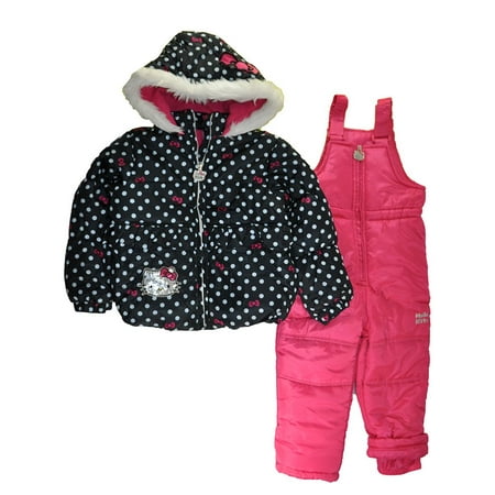 Hello Kitty Big Girls 2pc Printed Snowsuit, Black/Fuchsia 12 | Walmart ...