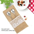 Natural Burlap Tableware Utensil Holders Lace Silverware Holder Bag ...