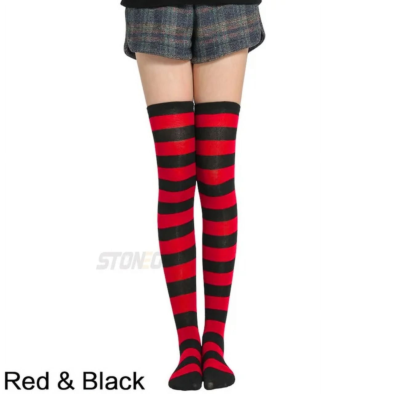 Click here for Ink Craft Wide Striped Thigh High Over The Knee St... prices
