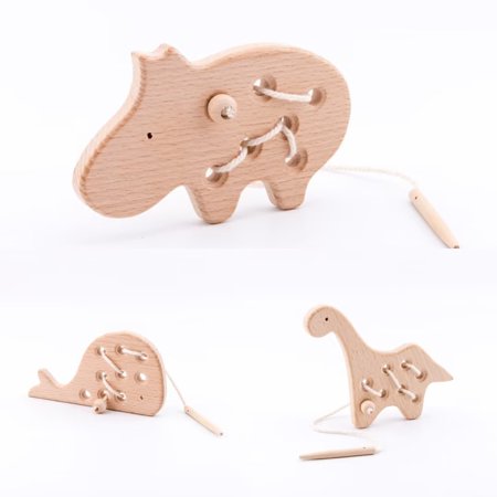 NETSENG 3PCS Threading Toys for Toddlers,Wooden Lacing Apple Montessori ...