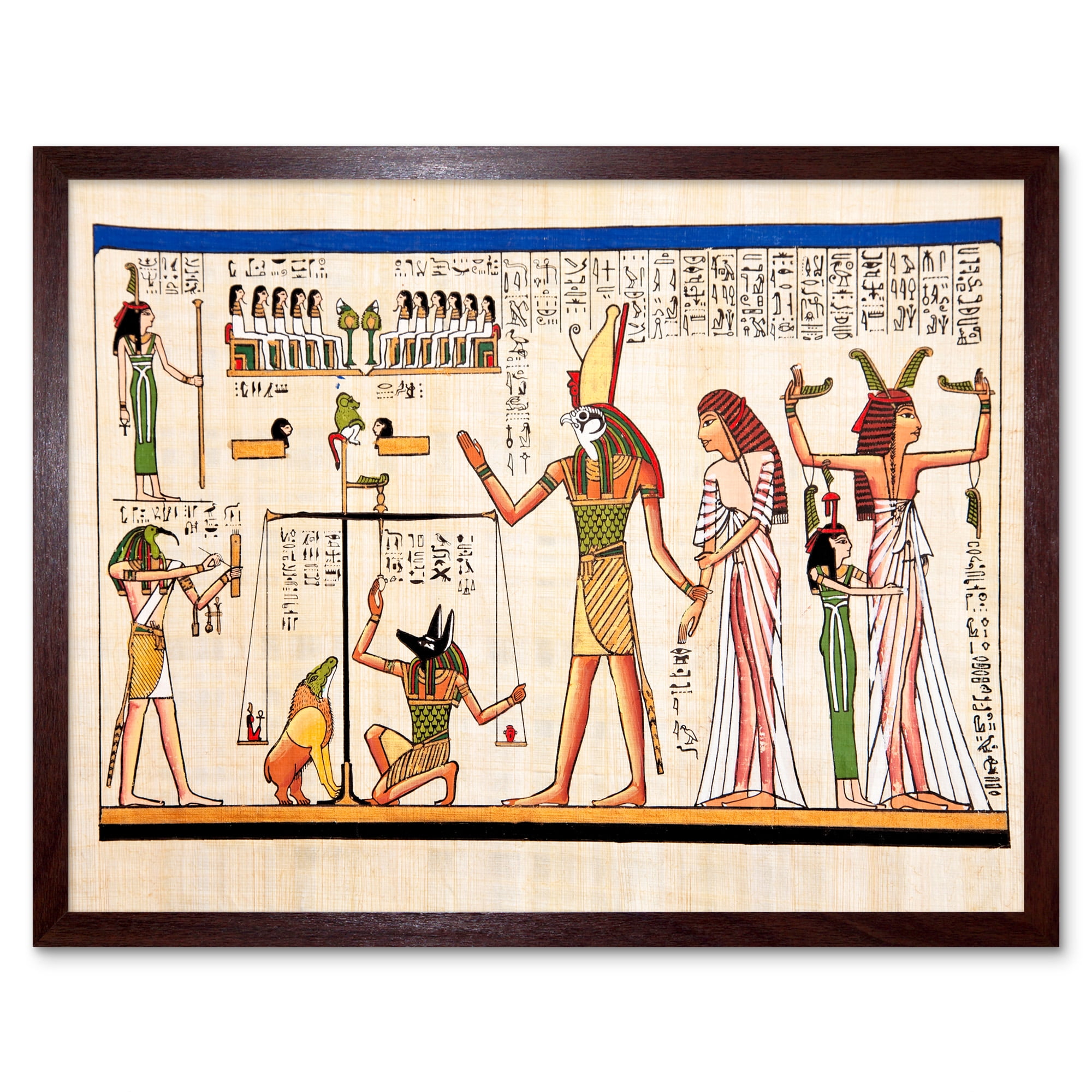 Ancient Egyptian Papyrus Painting Hieroglyphics Horus Thoth Anubis ...