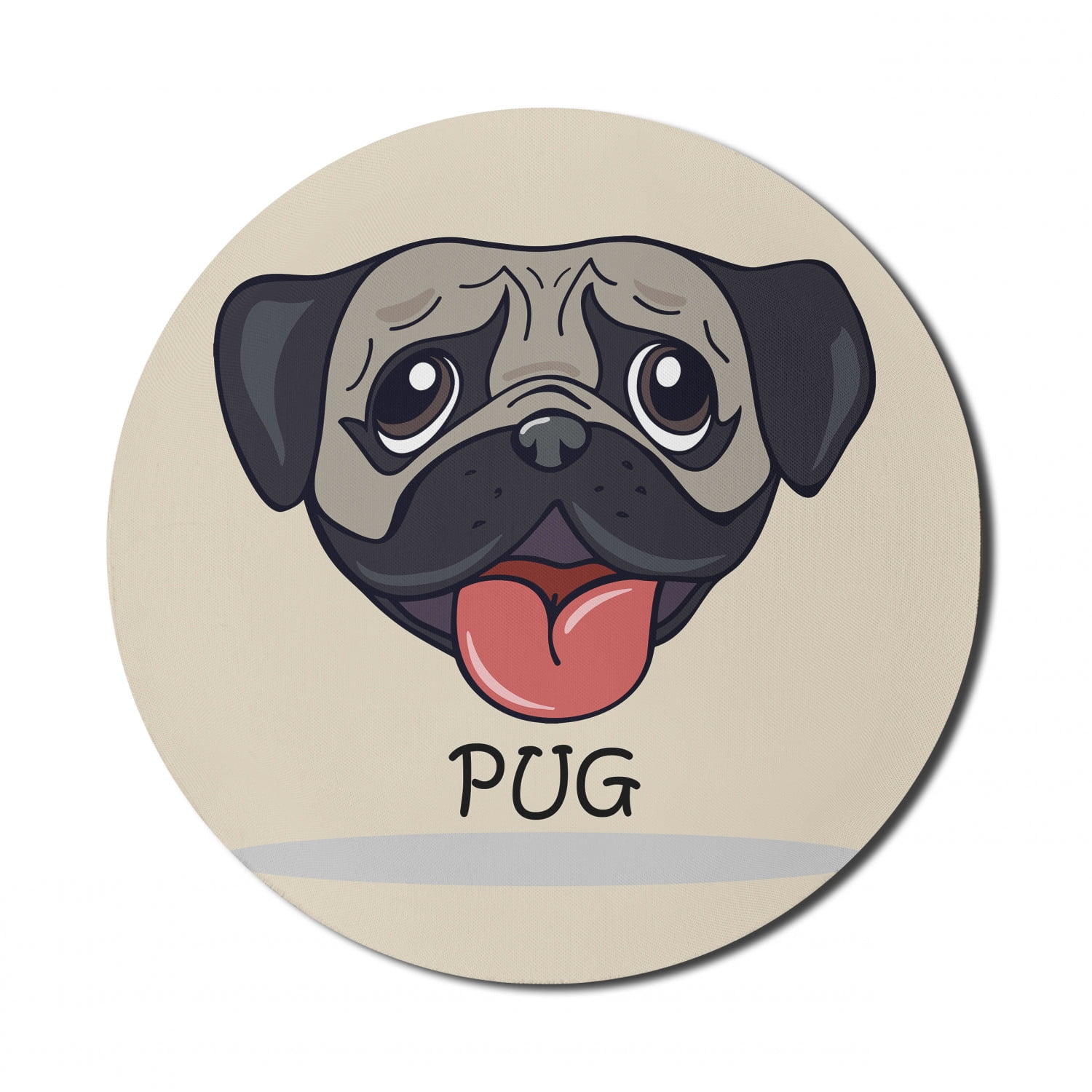 Pug Mouse Pad for Computers, Cartoon Pug Dog Caricature with Its Tongue ...