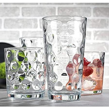 Attractive Durable Drinking Glasses, Set of 16 Clear Glass Cups, 8 ...