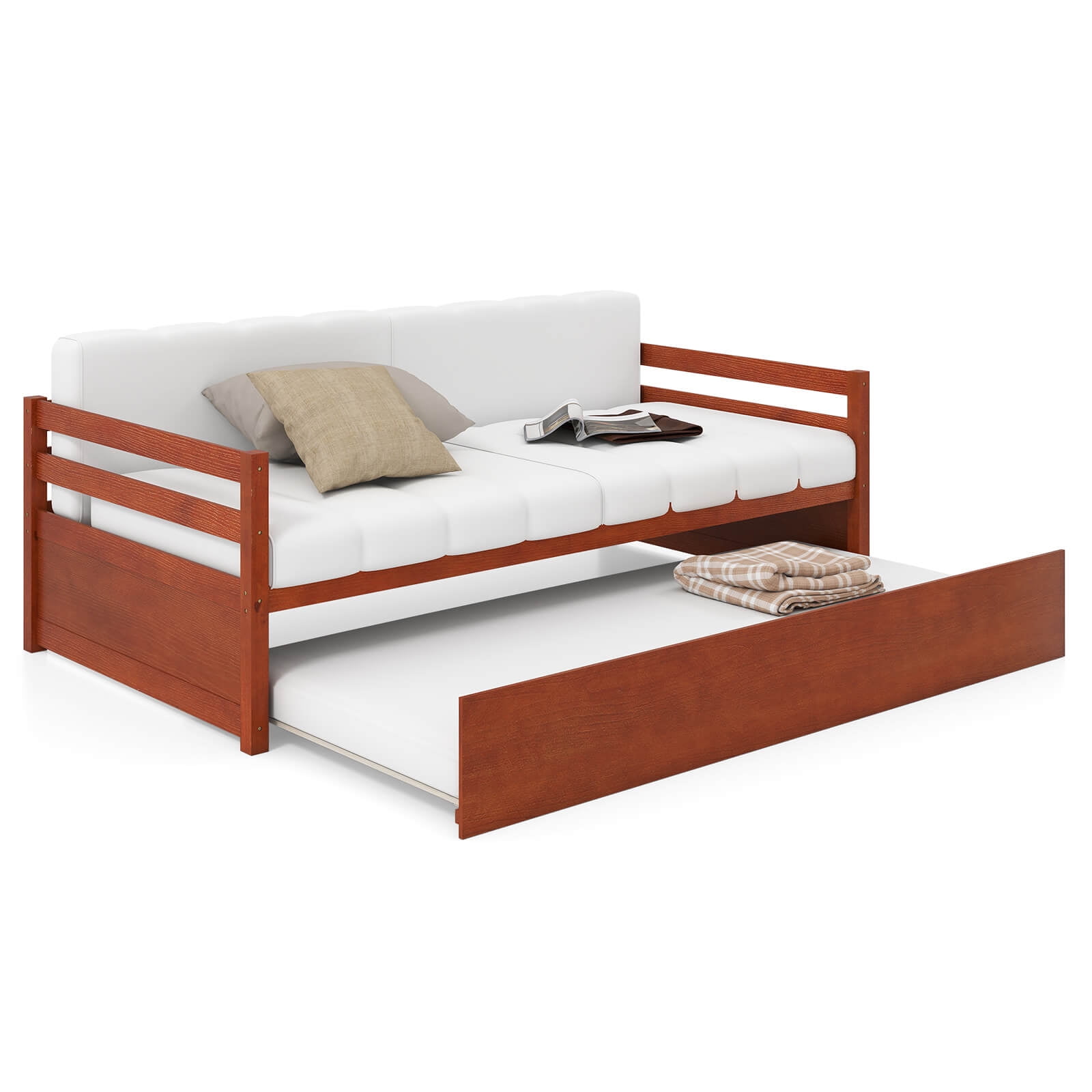 Click here for Costway Twin Size Trundle Daybed Wooden Slat Suppo... prices