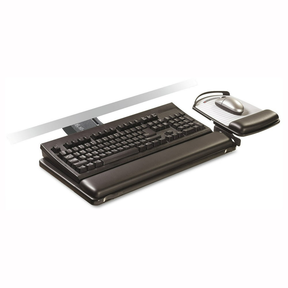 3M Sit/Stand Easy Adjust Keyboard Tray with Adjustable Keyboard and ...