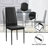 Modern Dining Room Chair Only Set of 4 Small Kitchen Chairs Black Faux ...