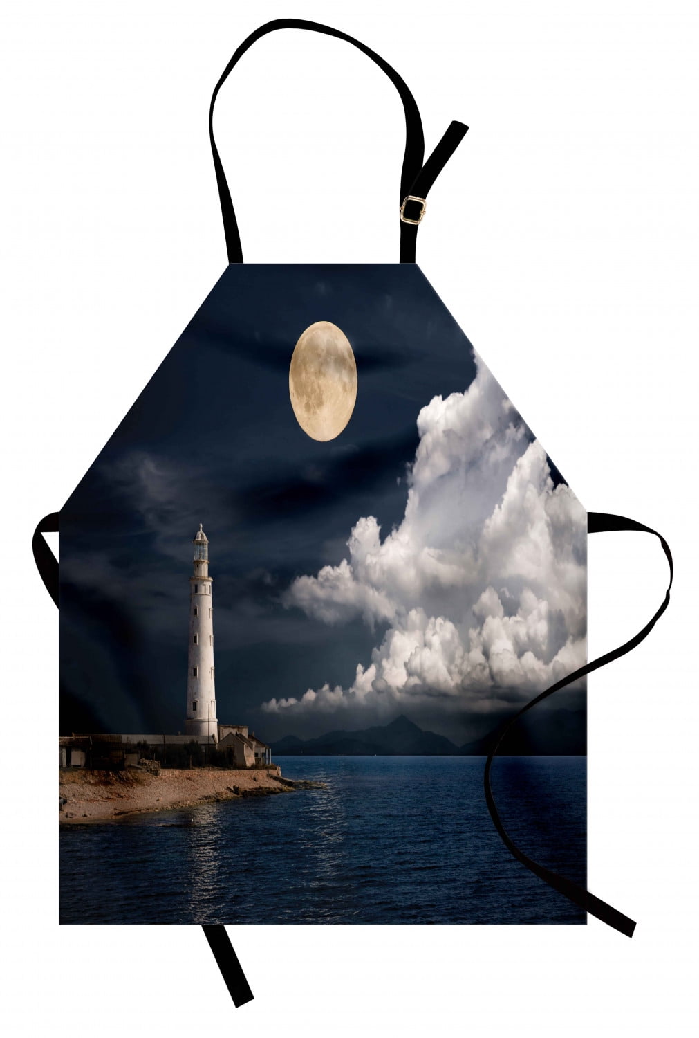 Moon Apron Old Lighthouse by the Sea with White Clouds and Calm Ocean ...