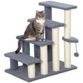 Dog Bed PawHut 4 Levels Cat Steps, Pet Stairs Carpeted Ladder, Kitten ...