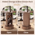 WARAYZ Round Bar Table with Hidden Storage & Sliding Door, 27.5" Top ...