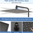 JERFIT 12 inch Square Rainfall Shower Head with Adjustable Extension ...