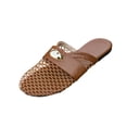 DIVVce Mesh Metal Buckle Slides For Women Closed Toe Slip On Comfort ...