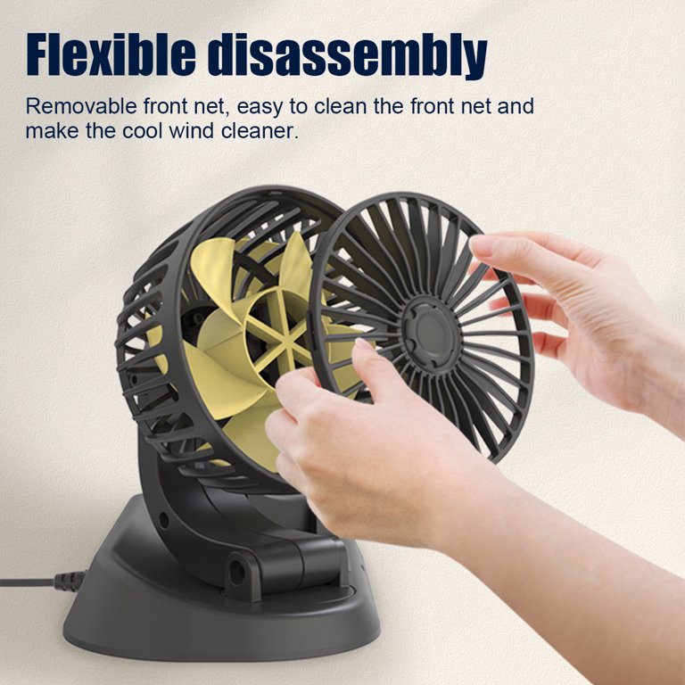 Car Summer Cooling Fan LED Light Dual Head Fans Dashboard