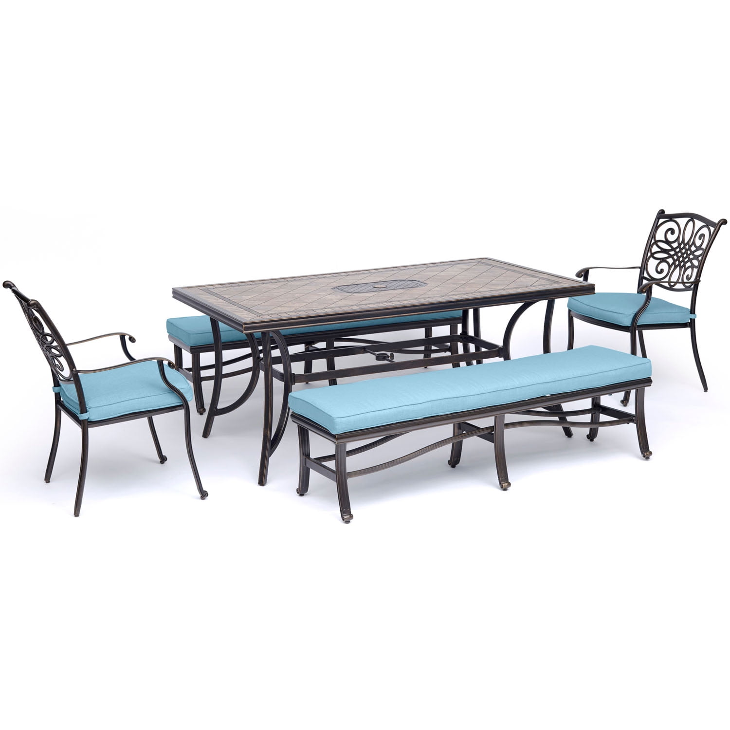 Hanover Monaco 5-Piece Dining Set in Blue with 2 Dining Chairs, 2 ...